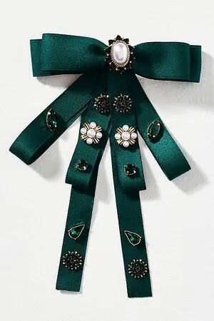 Anthropologie Embellished Bow Barrette Green