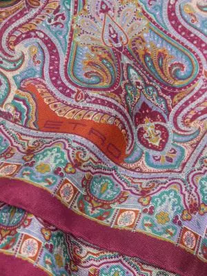 Etro Floral Paisley Silk Pocket Square - Red