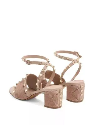 Valentino Garavani Rockstud Raffia Sandals - Pink