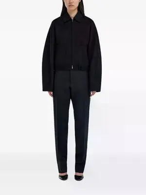 FERRAGAMO Zip-up Drawstring Bomber Jacket - Black