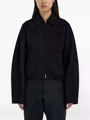 FERRAGAMO Zip-up Drawstring Bomber Jacket - Black
