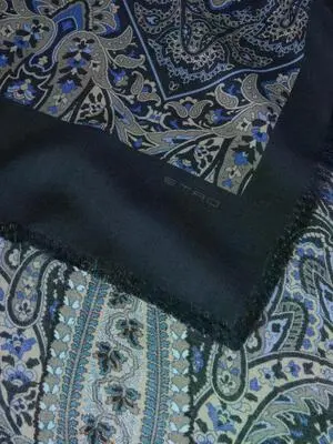 Etro Paisley Check Motif Scarf - Blue