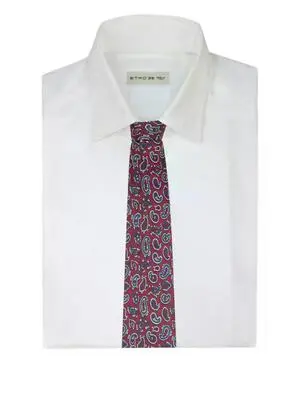 Etro Jacquard Paisley Silk Neck Tie - Red