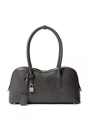 Stella McCartney Ryder Ostrich-effect Padlock Shoulder Bag - Grey