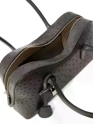 Stella McCartney Ryder Ostrich-effect Padlock Shoulder Bag - Grey