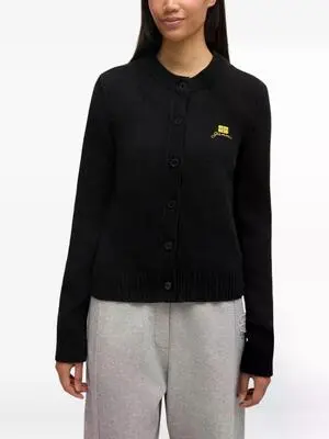 GANNI Embroidered Logo Cardigan - Black