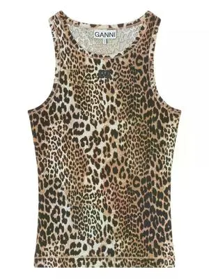 GANNI Leopard-print Tank Top - Neutrals