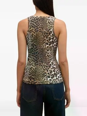 GANNI Leopard-print Tank Top - Neutrals
