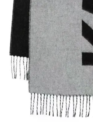Karl Lagerfeld Fringed Logo Scarf - Grey