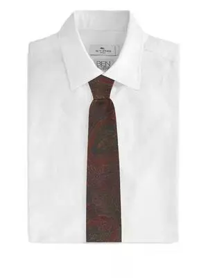 Etro Silk Jacquard Tie With Arnica Motif - Red