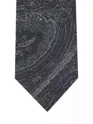 Etro Jacquard Arnica Motif Silk Neck Tie - Black