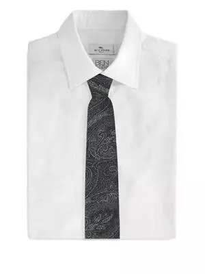 Etro Jacquard Arnica Motif Silk Neck Tie - Black