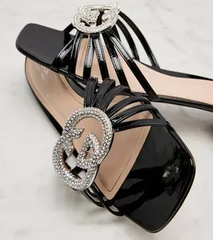 Gucci Interlocking G Patent Leather Sandals