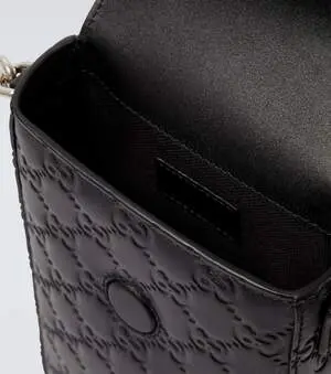 Gucci Gg Embossed Leather Phone Pouch