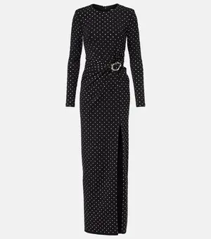 Roland Mouret Embellished Gathered Jersey Gown - Black