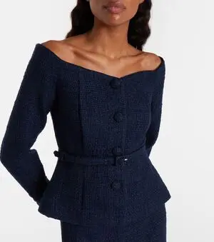 Roland Mouret Off-shoulder Bouclé Top - Blue