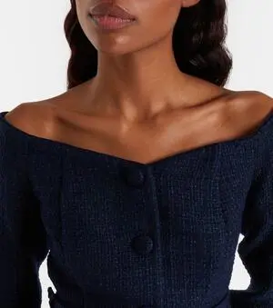 Roland Mouret Off-shoulder Bouclé Top - Blue