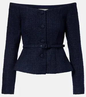 Roland Mouret Off-shoulder Bouclé Top - Blue