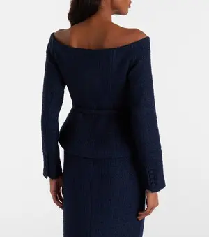 Roland Mouret Off-shoulder Bouclé Top - Blue