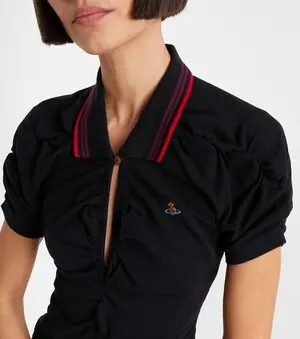 VIVIENNE WESTWOOD Ruched Polo Collar Midi Dress - Black