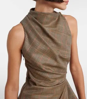 Alexander McQueen Prince Of Wales Check Wool Minidress - Beige