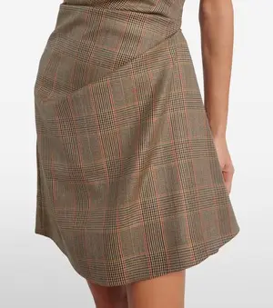 Alexander McQueen Prince Of Wales Check Wool Minidress - Beige