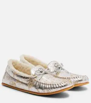 Gucci Silver Tone Flats For Women
