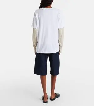 FRAME Tailored Low-rise Denim Wide-leg Shorts