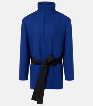 Saint Laurent Belted Wool Coat - Blue