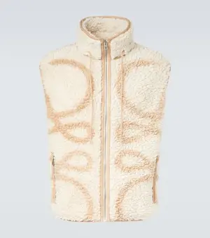 Loewe Anagram Fleece Jacquard Vest - Beige