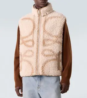 Loewe Anagram Fleece Jacquard Vest - Beige