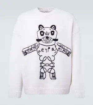 Loewe X Louis Wain Embroidered Wool Sweater - White