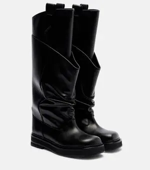 Attico Passeggiata Leather Combat Boots - Black
