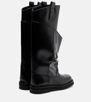 Attico Passeggiata Leather Combat Boots - Black