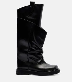 Attico Passeggiata Leather Combat Boots - Black