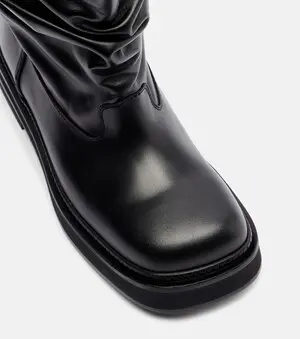 Attico Passeggiata Leather Combat Boots - Black