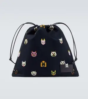 Loewe X Louis Wain Leather-trimmed Pouch - Blue
