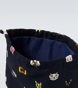 Loewe X Louis Wain Leather-trimmed Cotton Pouch