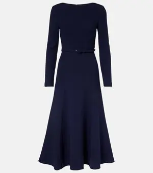 ROLAND MOURET Belted Wool Crêpe Midi Dress