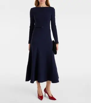 Roland Mouret Belted Wool Crêpe Midi Dress