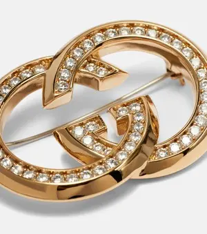 Gucci Interlocking G Embellished Brooch - Gold