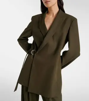 Loewe Belted Wool Blazer - Green