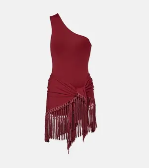 TALLER MARMO One-shoulder Swimsuit And Cover-up Set - Burgundy