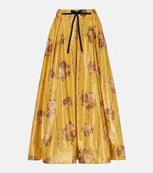 Agua Bendita Delta Floral Cotton-blend Maxi Skirt - Yellow