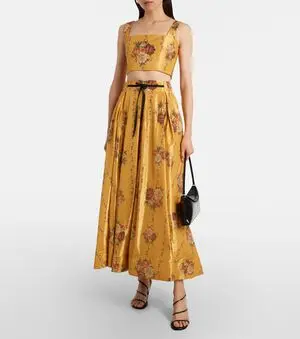 Agua Bendita Delta Floral Cotton-blend Maxi Skirt