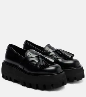 Alexander McQueen Leather Platform Loafers - Black