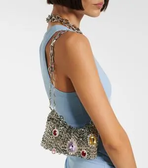 Rabanne 1969 Nano Embellished Shoulder Bag - Silver