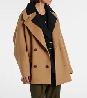 Loewe Oversized Wool Pea Coat - Beige