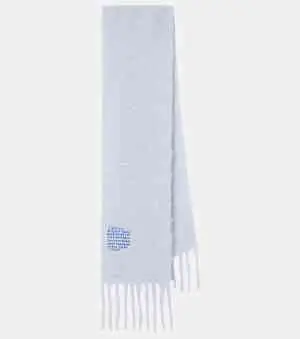 Loewe Embroidered Mohair And Wool-blend Scarf - Blue