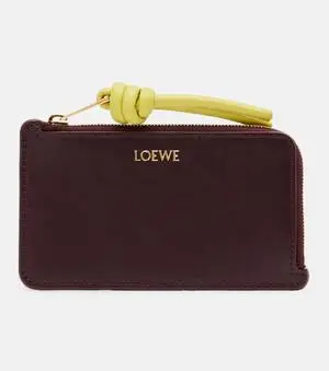 Loewe Knot Leather Card Holder - Burgundy